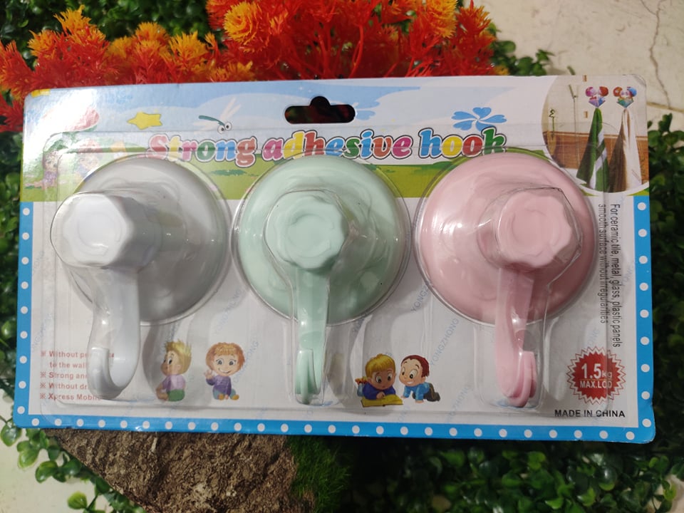 Super Suction Hook -3pc Multi Color - Cut Price BD