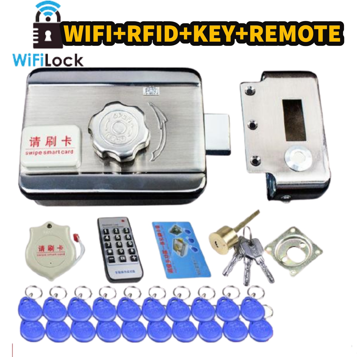 Electric motorized Door Lock Silence Double-Sided ID Card with Remote ...