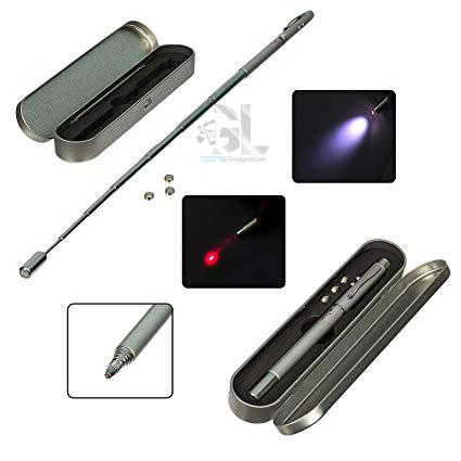 MULTI FUNCTION 4 in 1 Red Laser Pointer Ball Pen - Cut Price BD