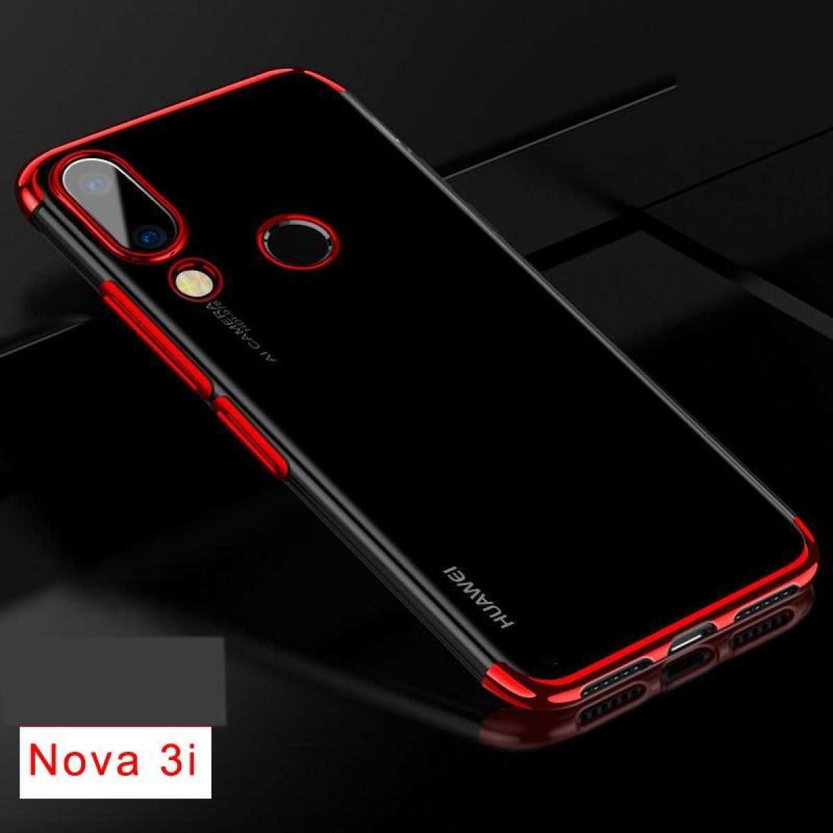 Back Cover for Huawei Nova 3E - Transparent and Red - Cut Price BD
