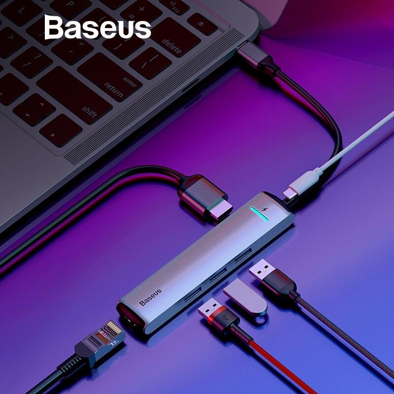Baseus USB C HUB USB to Multi HDMI USB 3.0 RJ45 Carder Reader OTG ...
