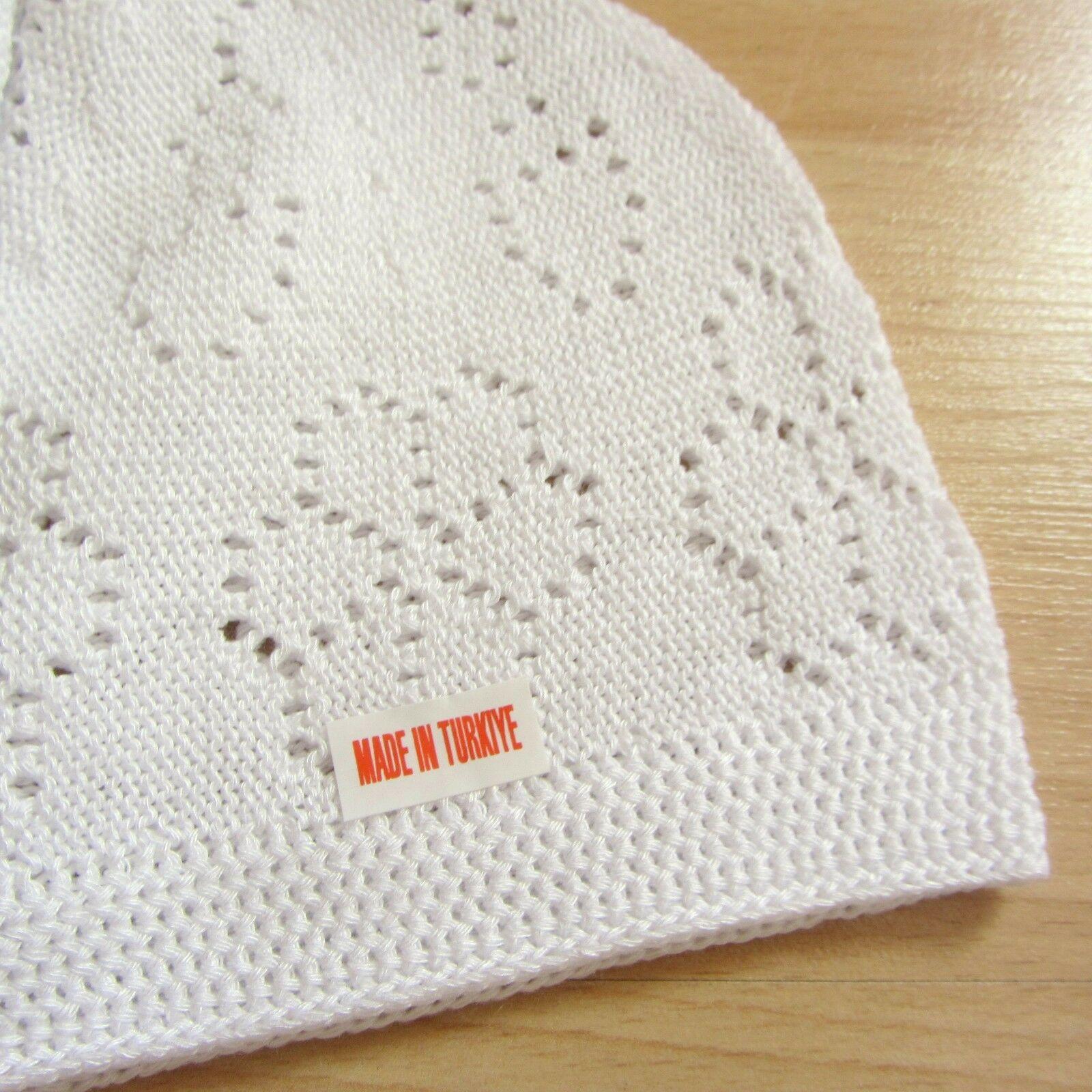 100% Cotton Free Size Knitted White Islamic Tupi/Cap For Men - Cut Price BD