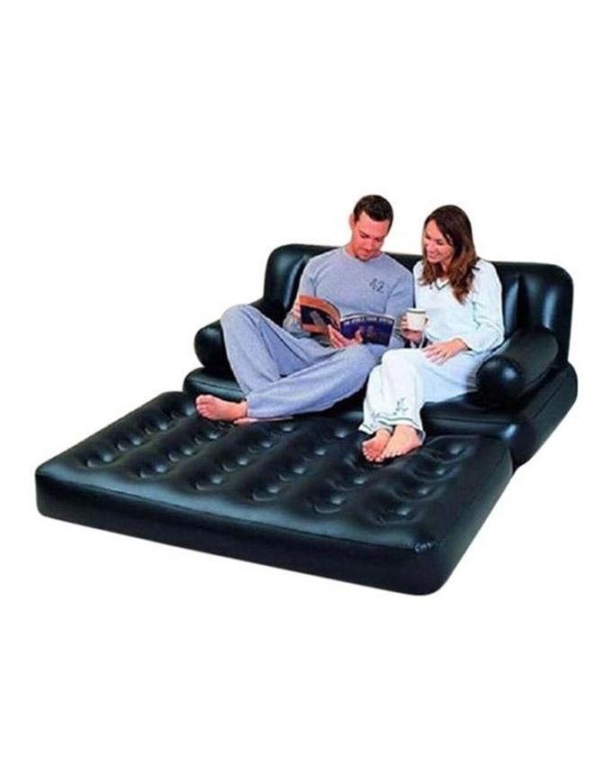 Bestway 5-In-1 Inflatable Double Air Bed Cum Sofa - Black - Cut Price BD