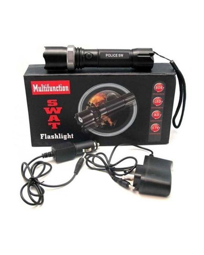 Swat Army Rechargeable Flash Light - Black - Cut Price BD