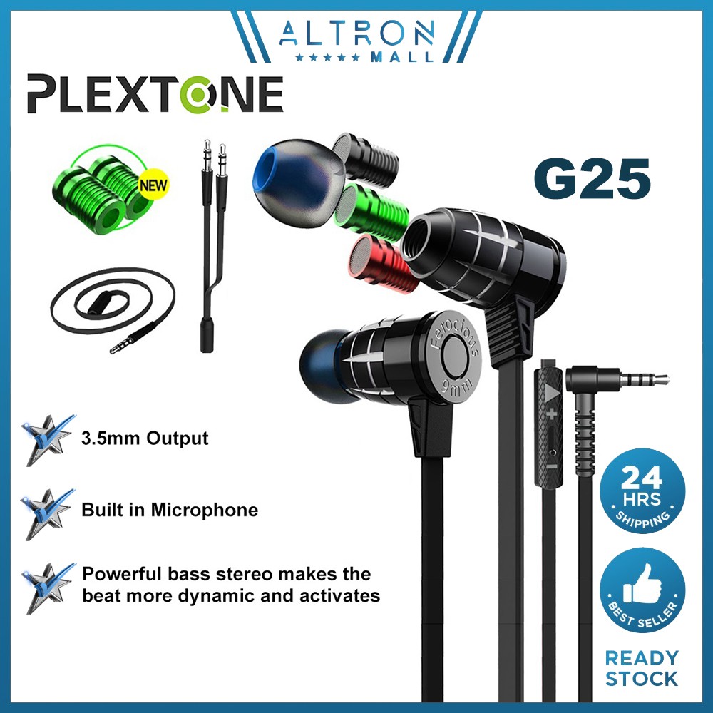 কম্পিউটার ফোন স্পোর্টের জন্য মাইক্রোফোন সহ plextone g25 ইন-ইয়ার গেমিং ...
