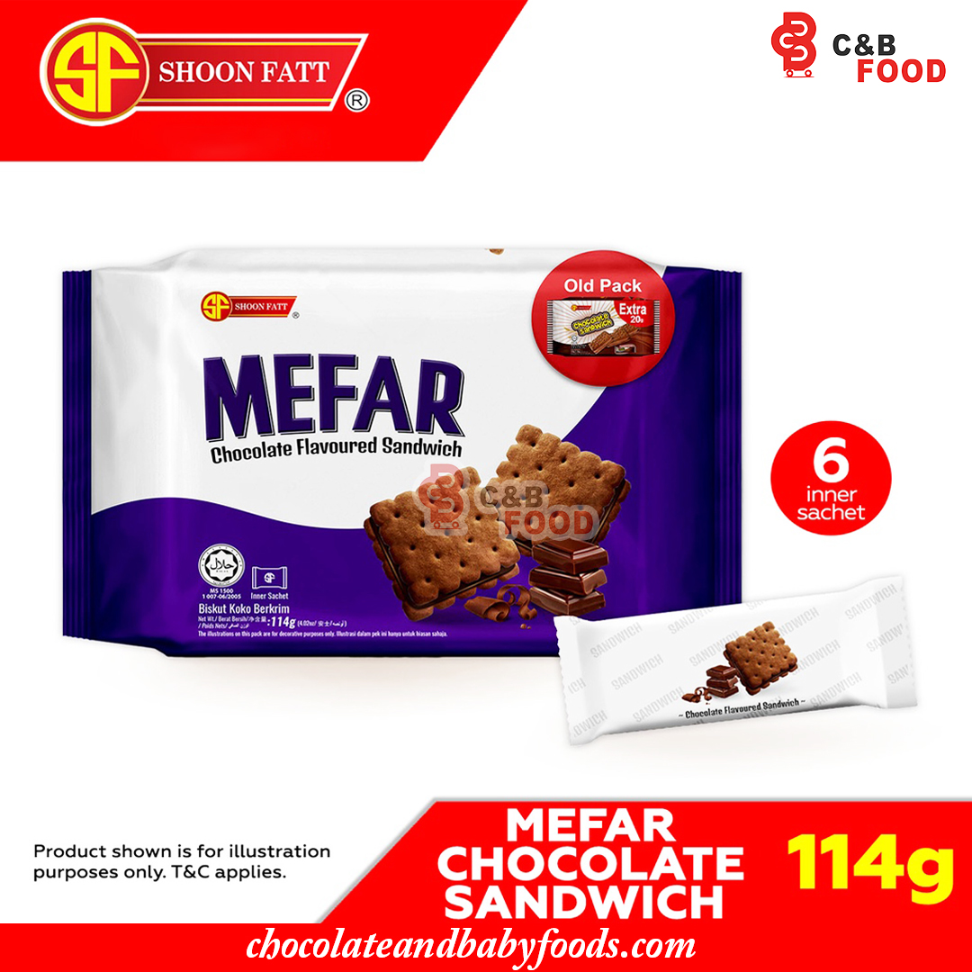 Shoon Fatt Mefar Chocolate Flavoured Sandwich Cookies 114G - Cut Price BD