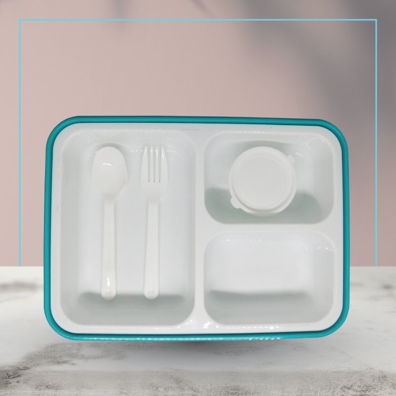 3 Compartments Food Container Lunch Box with Spoon -1L - Cut Price ...