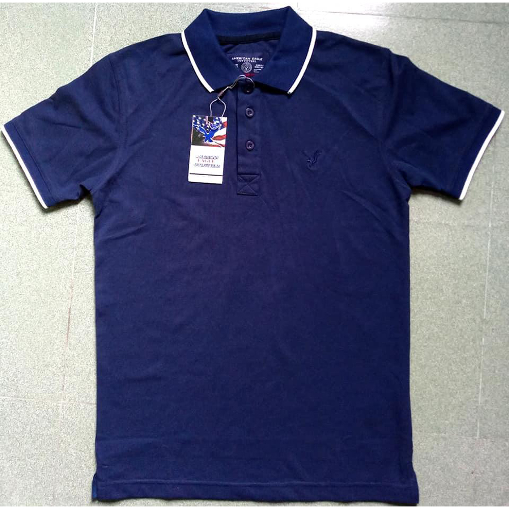 Navy Blue Cotton Polo T-shirt for Men - Cut Price BD