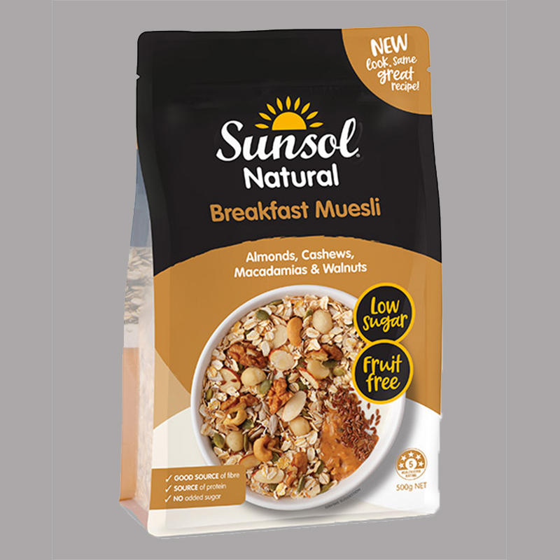 Sunsol 10+ natural Muesli Almonds, Cashews, Macadamias & Walnuts 500gm ...